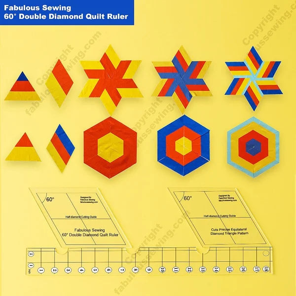 Fabulous Sewing 60 Degree Double Diamond Quilt Ruler – pasteqe